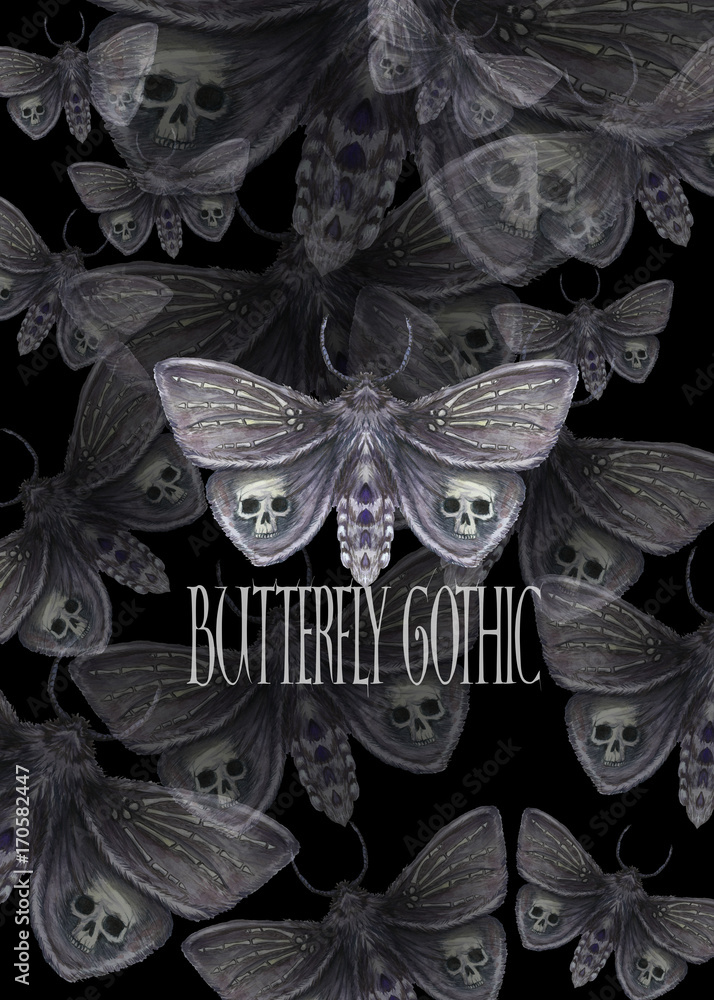 Watercolor drawing of a butterfly night butterfly, a terrible butterfly ...