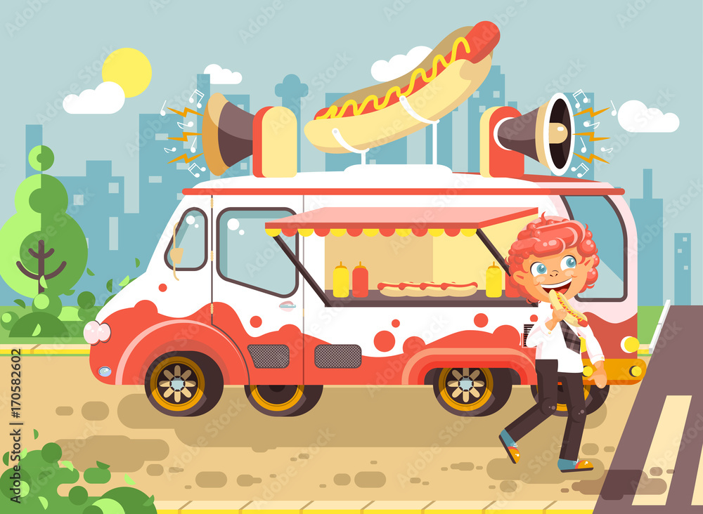 Vector illustration cartoon character child, pupil, lonely redhead boy ...
