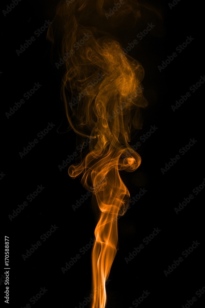 Abstract color smoke on black background, orange smoke background ...
