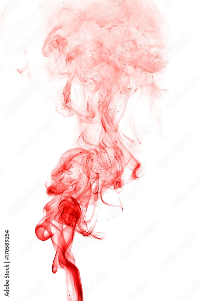 red smoke on a white background,Abstract red smoke swirls over white ...