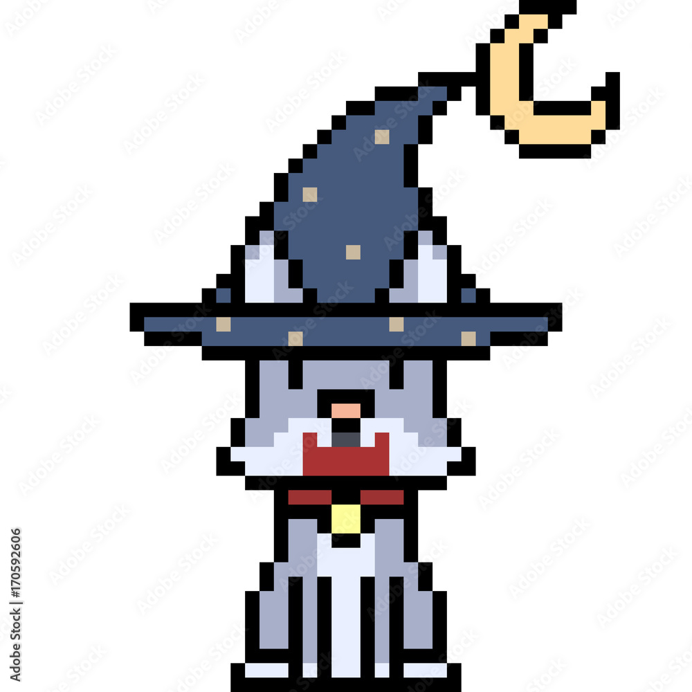 vector pixel art wizard cat Stock Vector | Adobe Stock