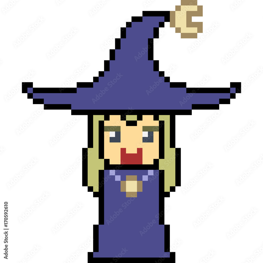 vector pixel art witch girl Stock Vector | Adobe Stock