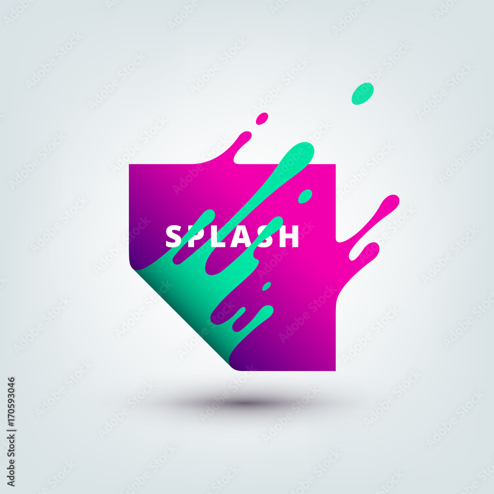 Vector illustration of abstract colored square. Abstract splash, liquid ...