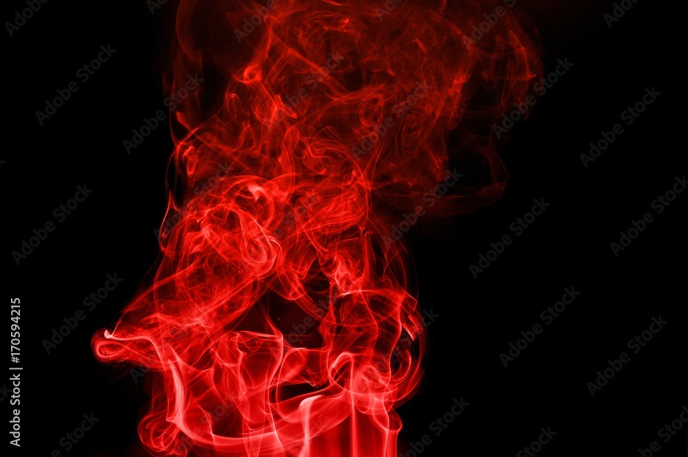 movement of red smoke, abstract red smoke on black background, red ...