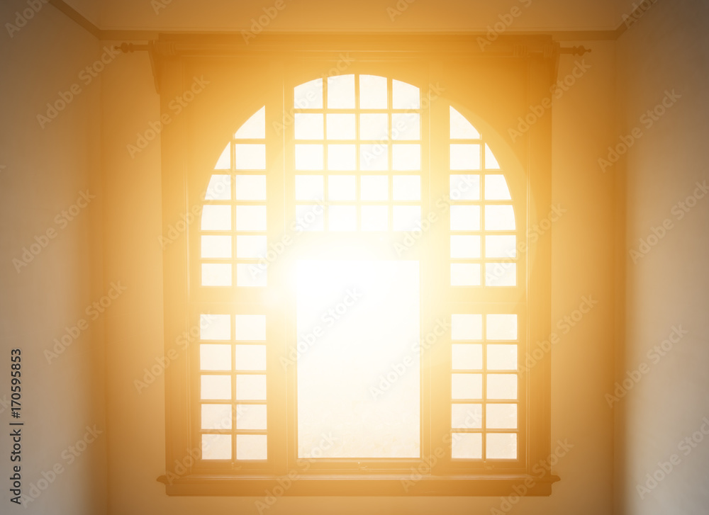 sunlight of window in home,A ray of morning sun in an vintage window ...