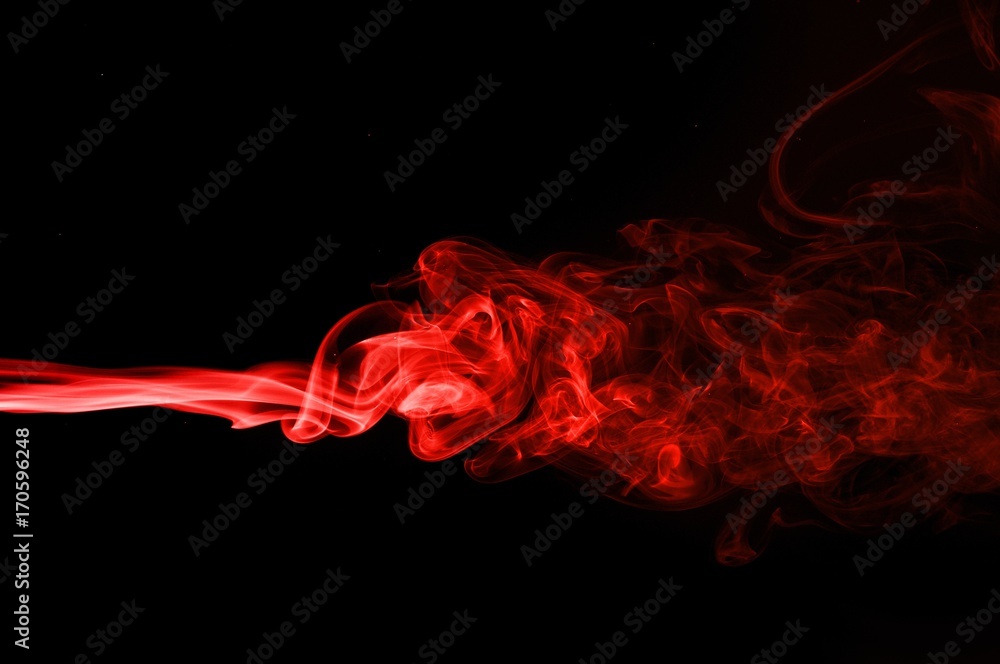 movement of red smoke, abstract red smoke on black background, red ...