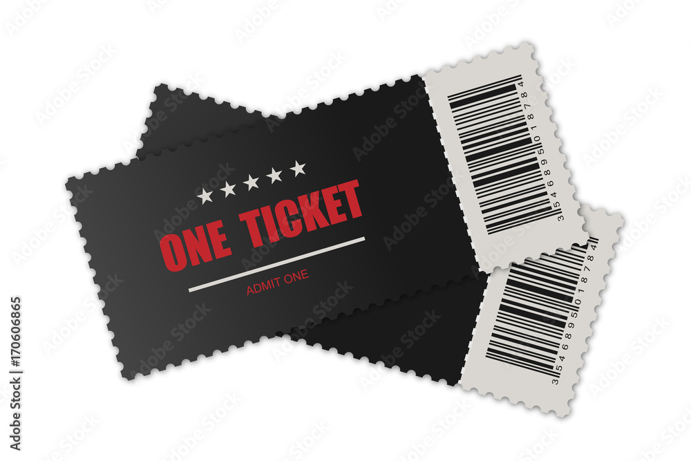 Vector realistic ticket, designed for one person. Cinema or theater or ...