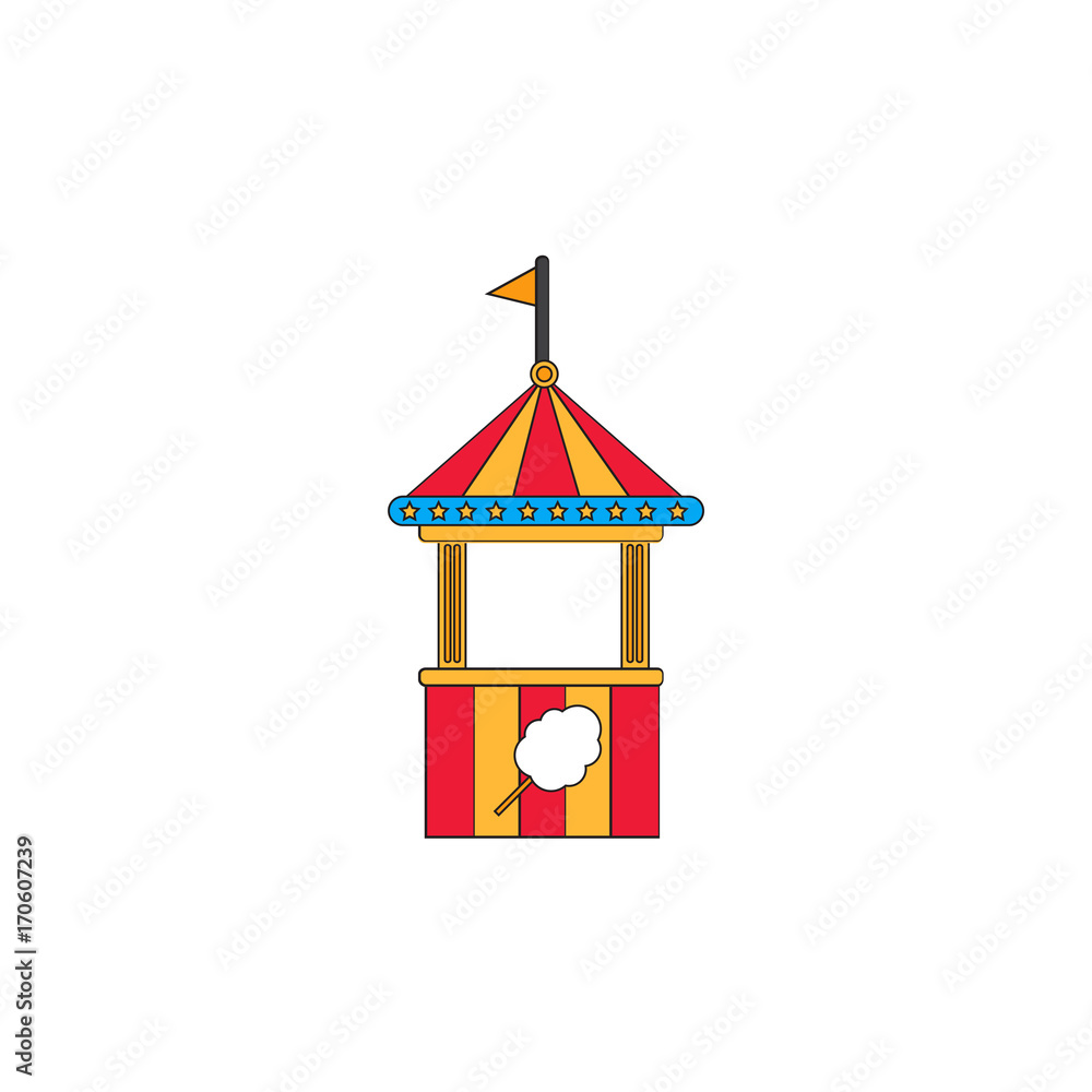 Vector flat illustration of Cotton Candy cart. Cart cotton confection ...