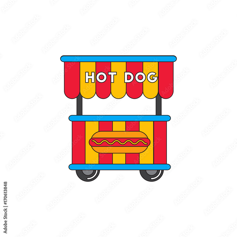 Fast food hot dog cart and street hot dog cart. Hot dog cart street ...