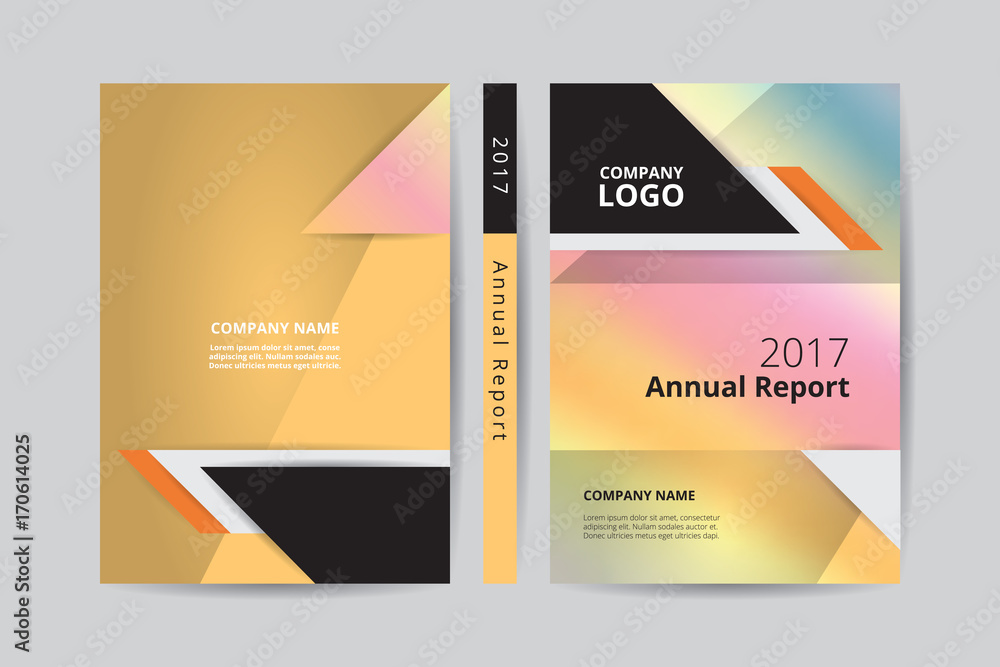 Annual report 2017 book design front and back pastel cover template ...