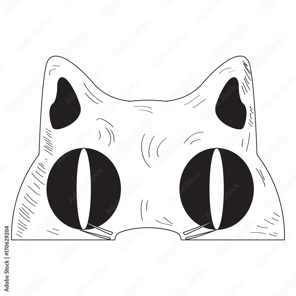 Isolated vintage cat mask on a white background, Vector illustration ...