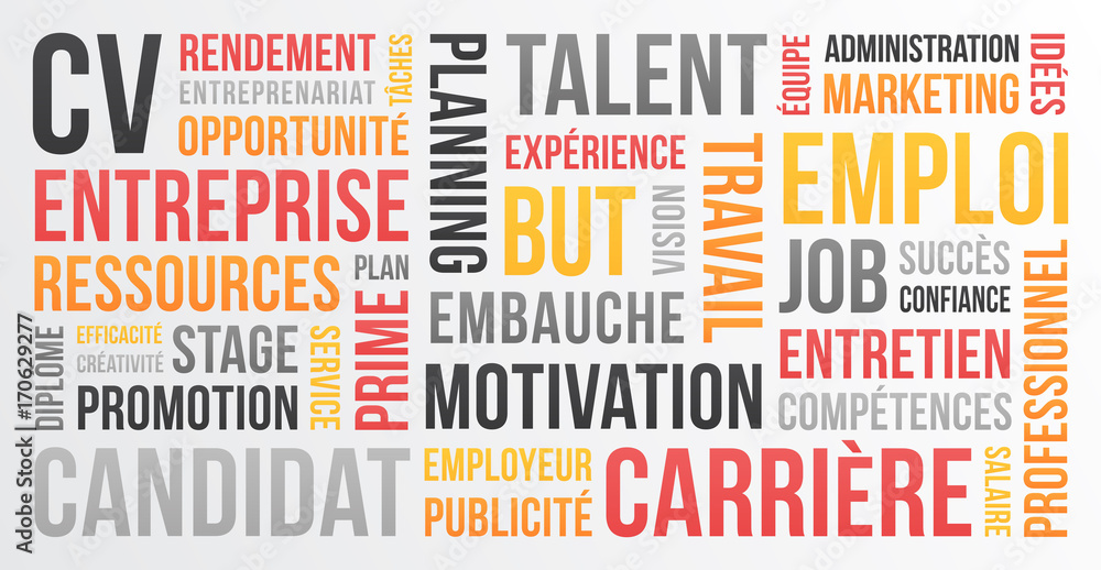 Carrière et emploi - nuage de mots Stock Vector | Adobe Stock
