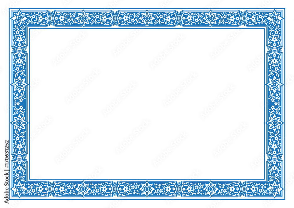 Border for certificate in Blue Stock Vector | Adobe Stock