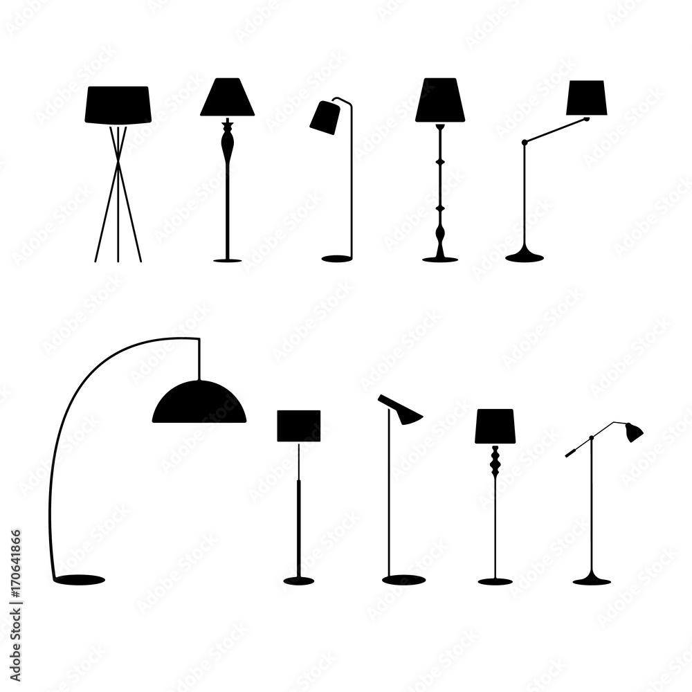 Standing lampshade icon set. Vector illustration of fashion collection ...
