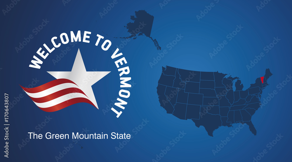 Vetor de Welcome to Vermont USA map banner logo icon do Stock | Adobe Stock