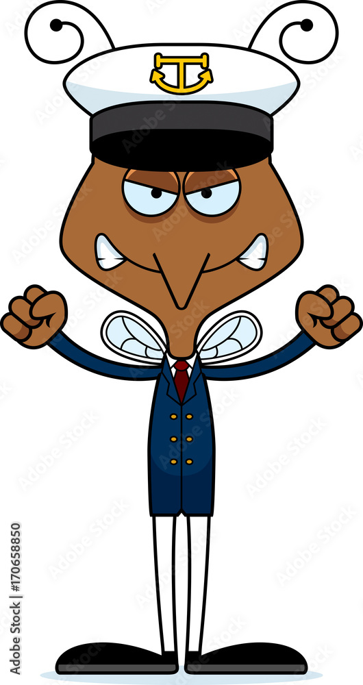 Cartoon Angry Boat Captain Mosquito Stock Vector | Adobe Stock