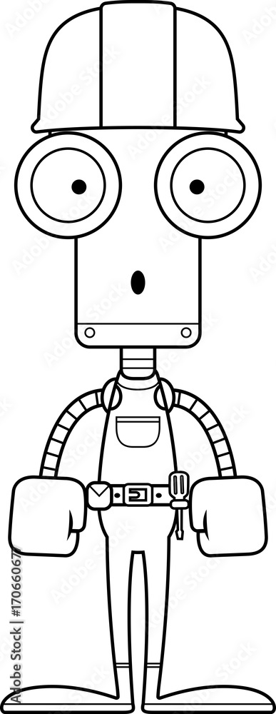 Cartoon Surprised Construction Worker Robot Stock Vector | Adobe Stock