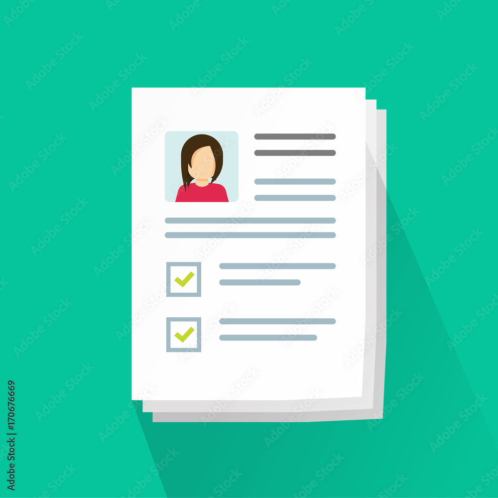 Documents with personal data vector illustration, flat cartoon paper ...