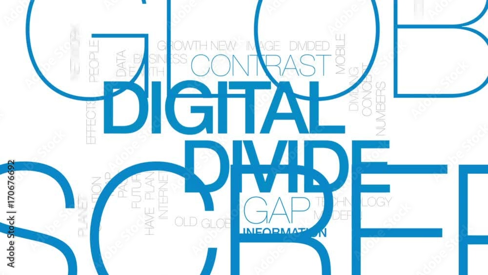 Digital divide word cloud, text design animation. Kinetic typography ...
