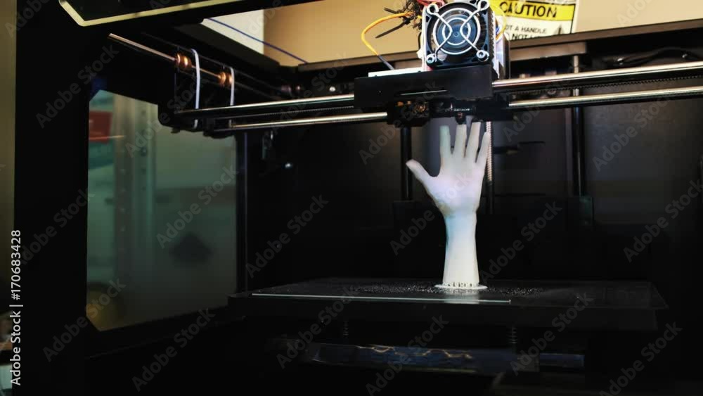 3D printer at work, 3D printer print the human hand, 3D printer print ...