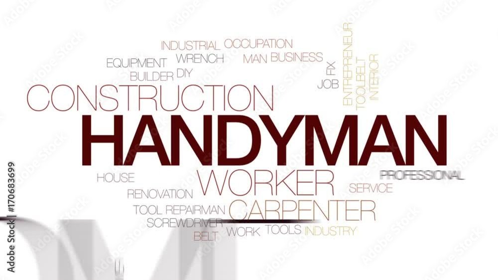 Handyman animated word cloud, text design animation. Kinetic typography ...