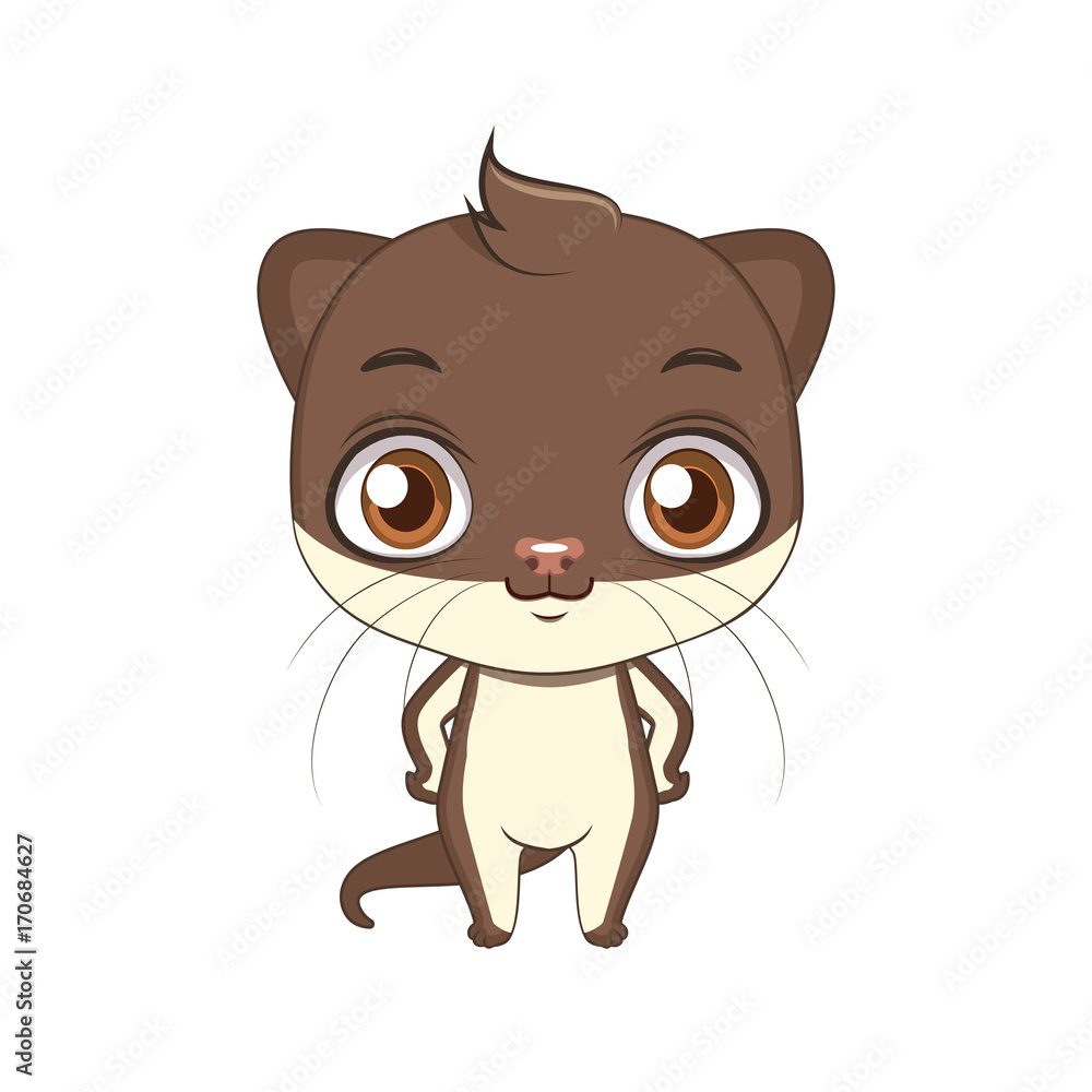 Cute stylized cartoon weasel illustration ( for fun educational ...