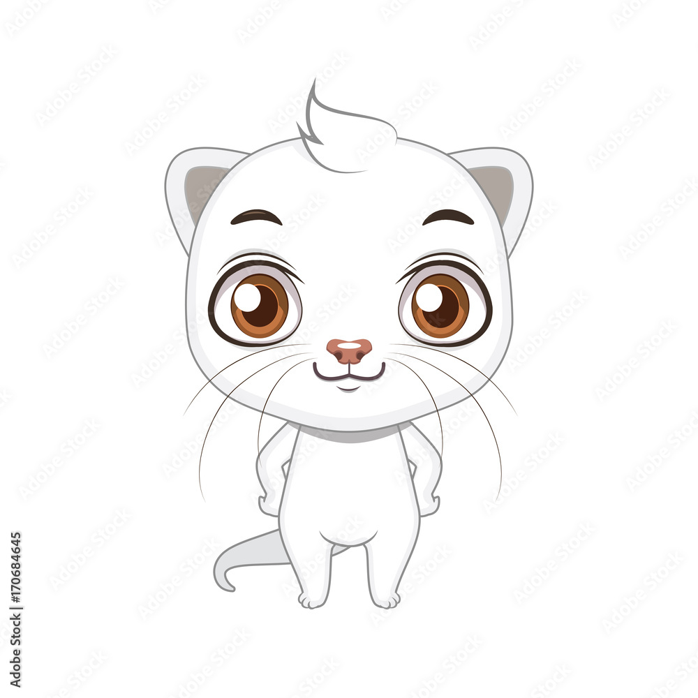 Cute stylized cartoon ermine illustration ( for fun educational ...