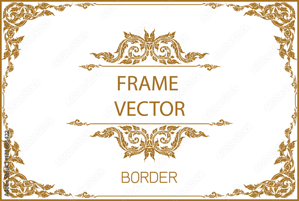 Vintage frame retro decoration corner template design.Gold photo frame ...