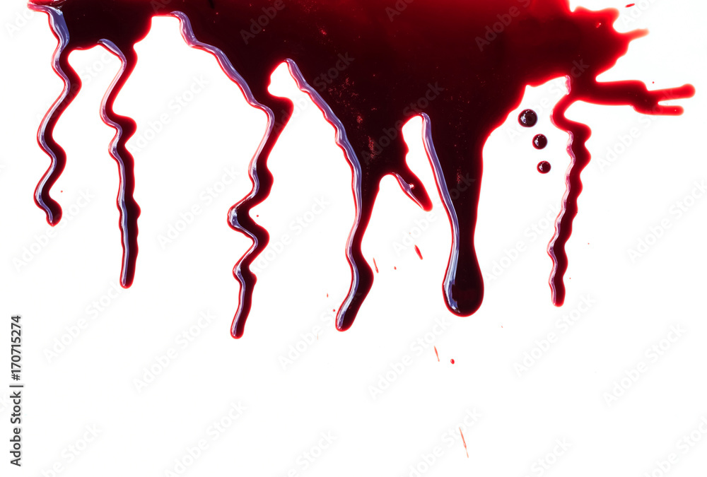 Dripping blood on white background Stock Photo | Adobe Stock
