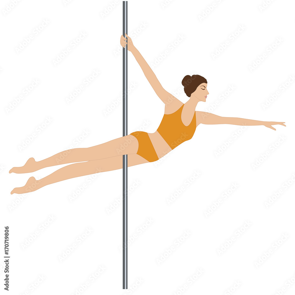 Fitness pole - woman - isolated on white background - art creative ...