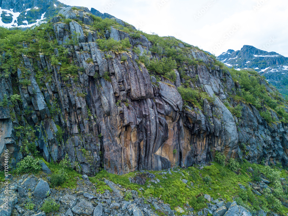 The rocks near of Trollfjord in the Lofoten Islands, Norway Stock Photo ...