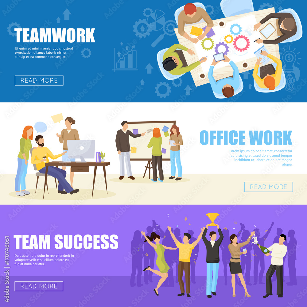 Teamwork Banners Set Stock Vector | Adobe Stock