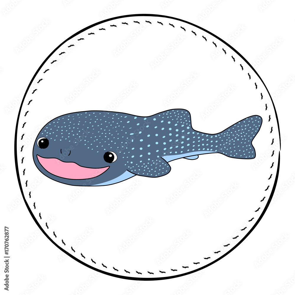 Whale shark isolated on white background. Friendly shark cartoon vector ...