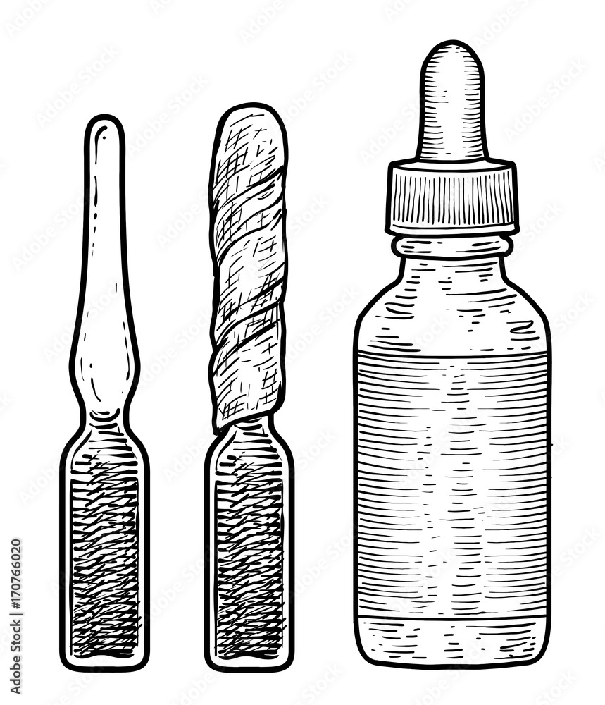 Iodine illustration, drawing, engraving, ink, line art, vector Stock ...