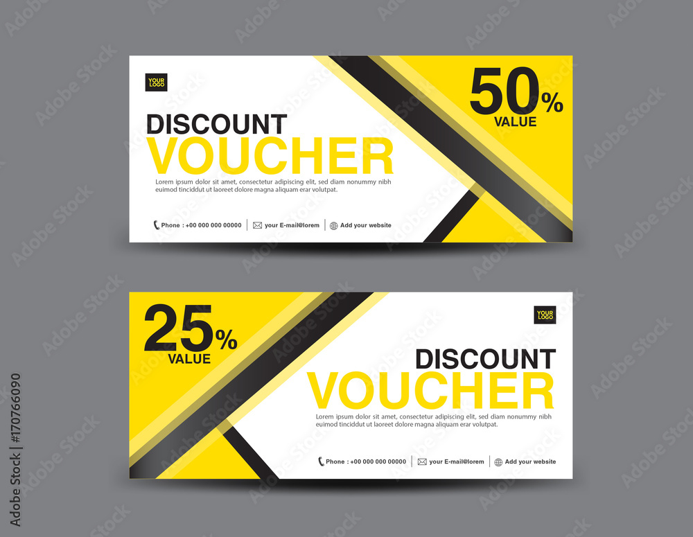 Yellow Gift Voucher template layout, business flyer design, Abstract ...