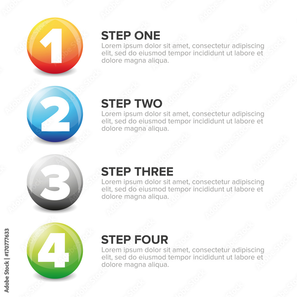 One Two Three Four steps progress bar Stock Vector | Adobe Stock