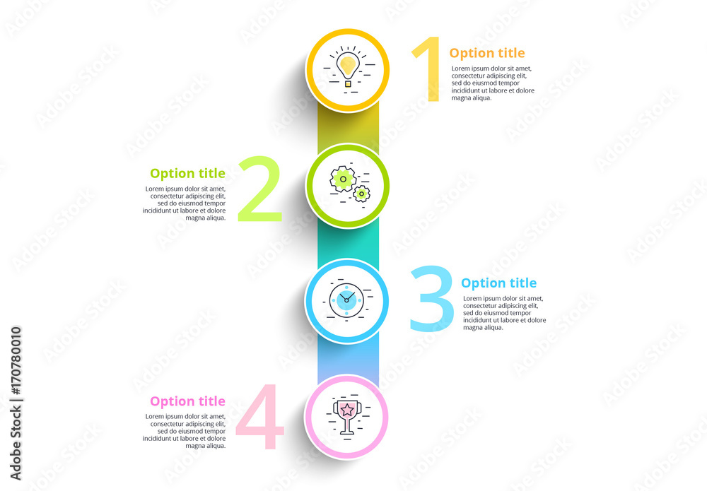 4 Section Infographic Layout with Circular Icons Stock Template | Adobe ...