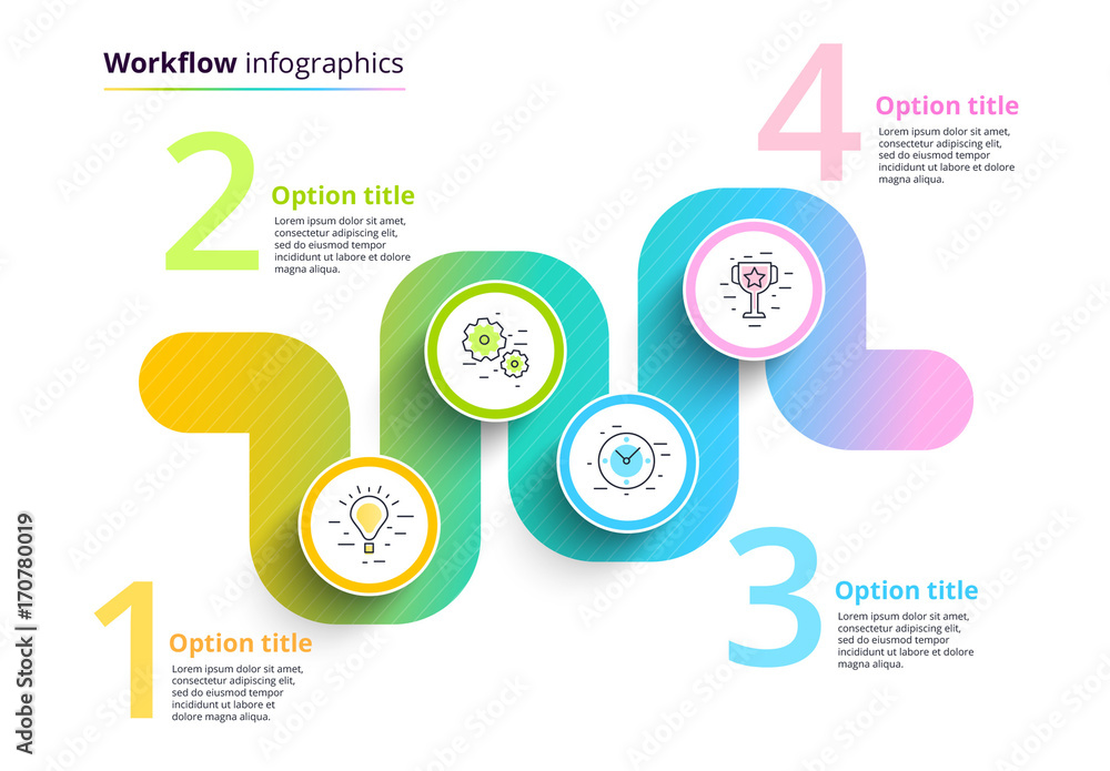 4-Section Zigzag Infographic Layout 1 Stock Template | Adobe Stock