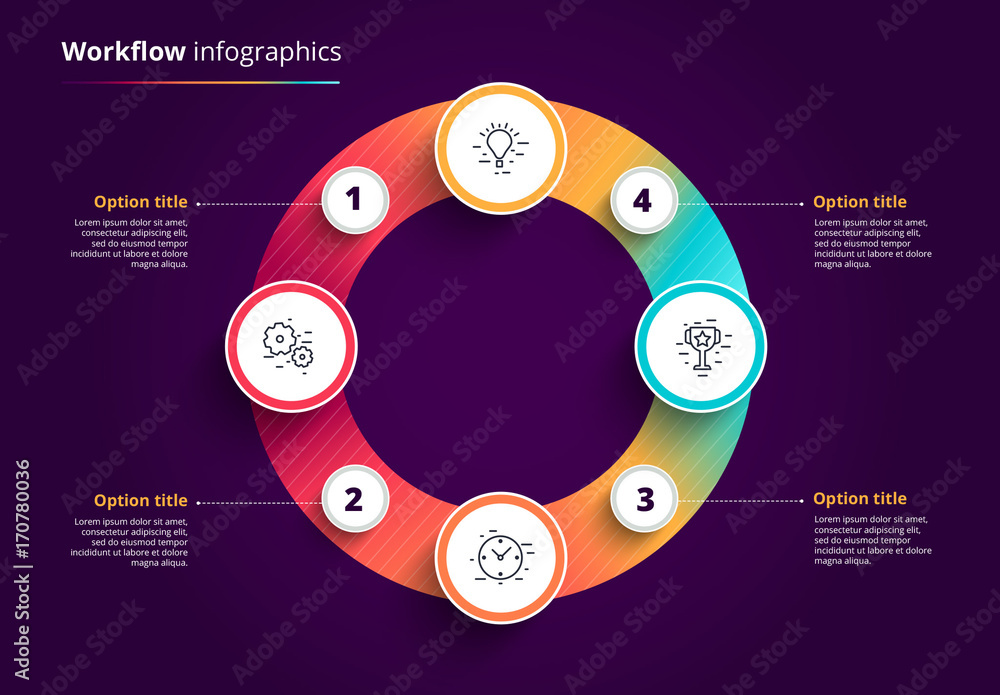 Colorful 4 Step Circular Infographic Layout 1 Stock Template Adobe Stock