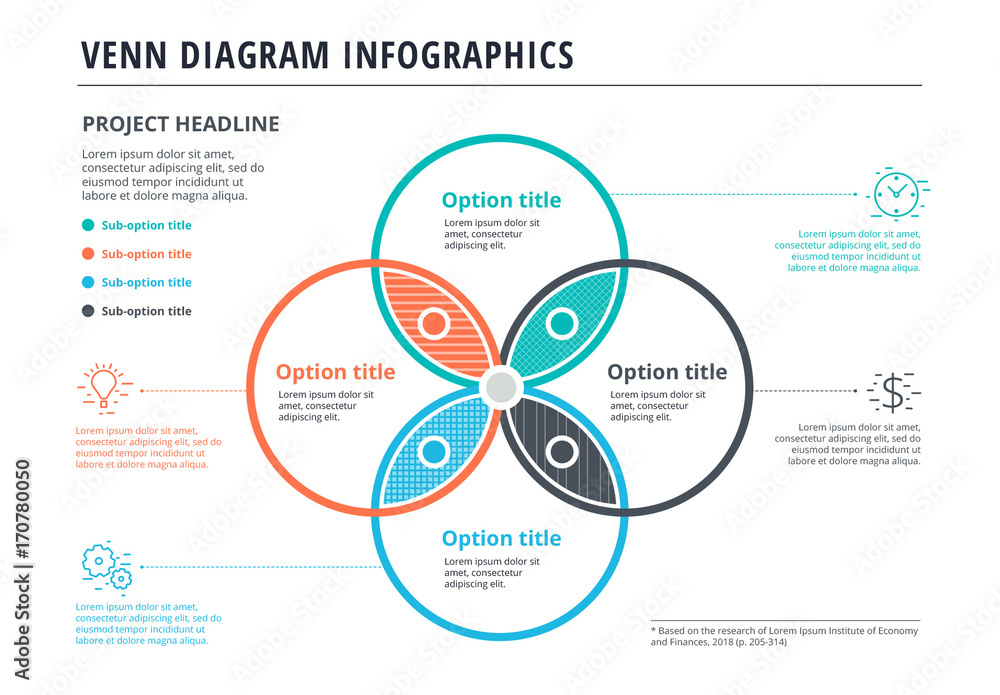 Venn Diagram Infographic with 4 Textures Stock Template | Adobe Stock