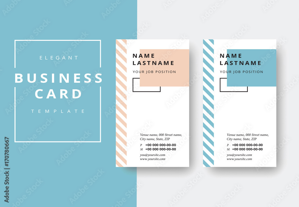 Vertical Business Card Layout with Striped Sidebar Stock Template ...