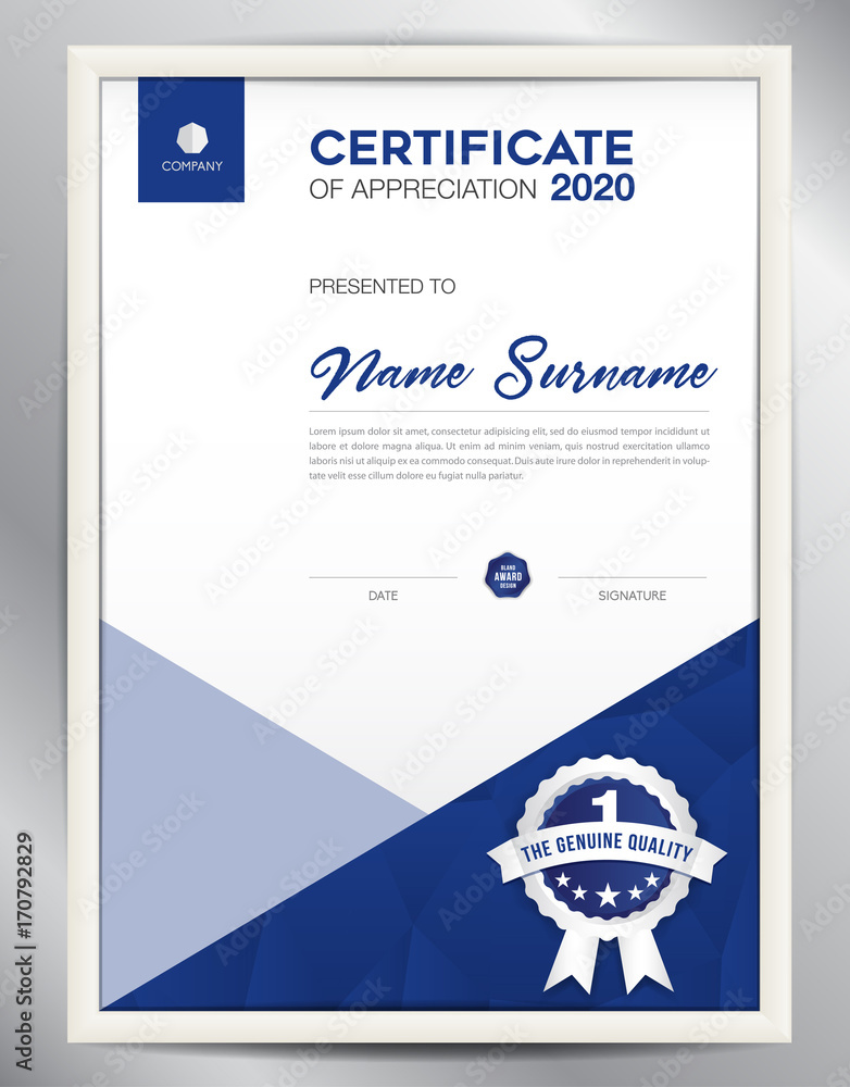 certificate template vector illustration, diploma layout in a4 size ...
