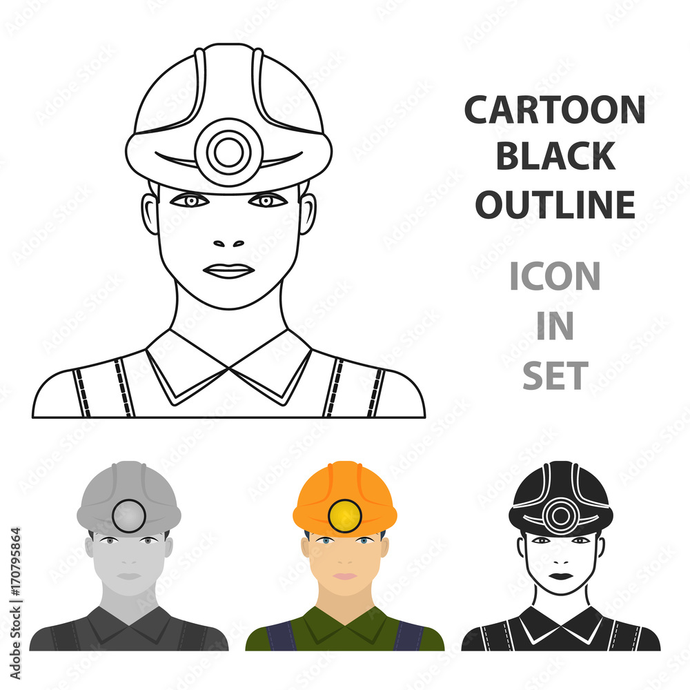 Miner icon in cartoon style isolated on white background. Mine symbol ...