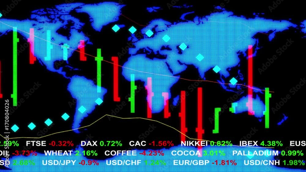 stock market price chart with real quotes ticker board and holographic ...