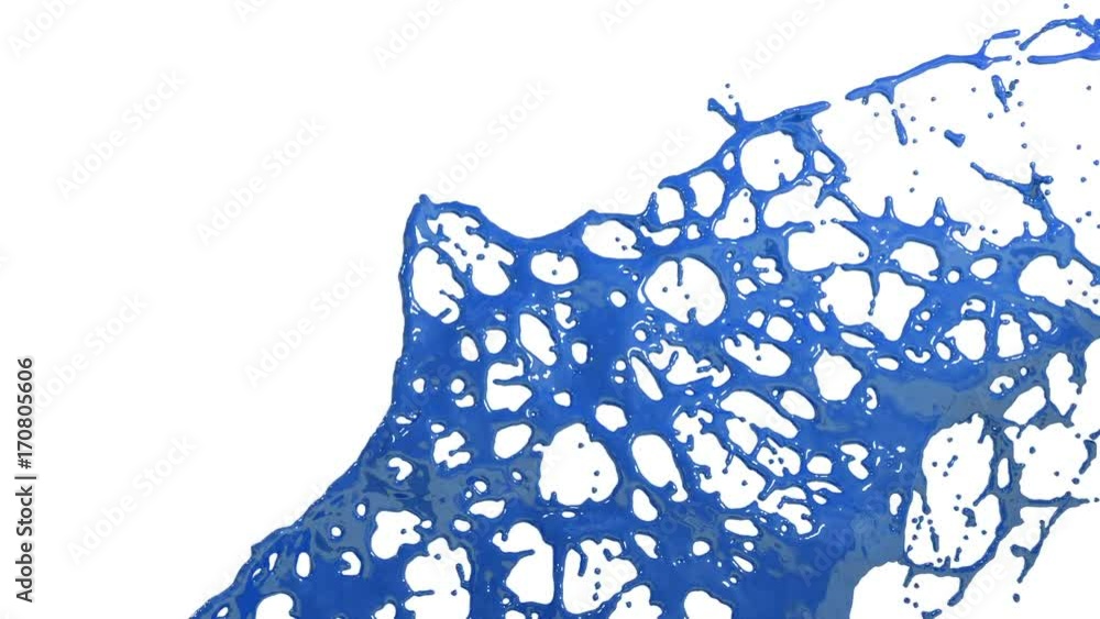 blue paint splash in air filmed in slow motion with alpha channel use ...