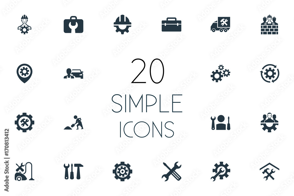 Vector Illustration Set Of Simple Mending Icons. Elements Repairman ...
