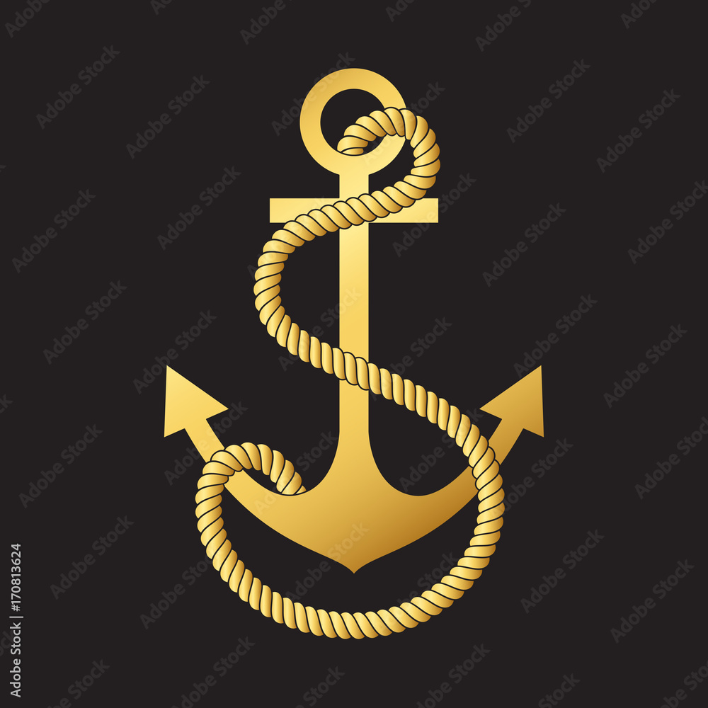 Gold anchor. Vector illustration. Stock Vector | Adobe Stock