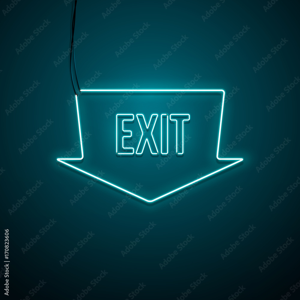 Neon arrow sign. Vector illustration. Stock Vector | Adobe Stock