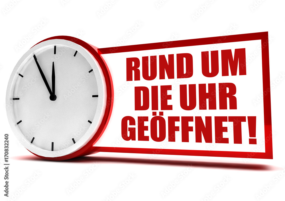 Rund um die Uhr geöffnet! Button, icon Stock-Illustration | Adobe Stock