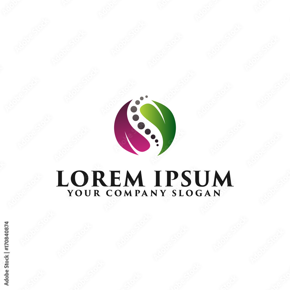 spinal column with leaf logo. medicine pharmacy herbal logo design ...